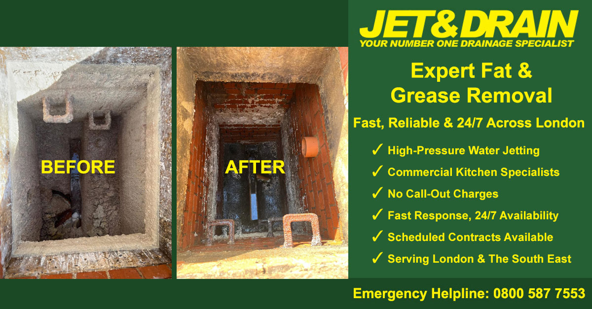 Expert fat & grease removal in drains – Fast services London